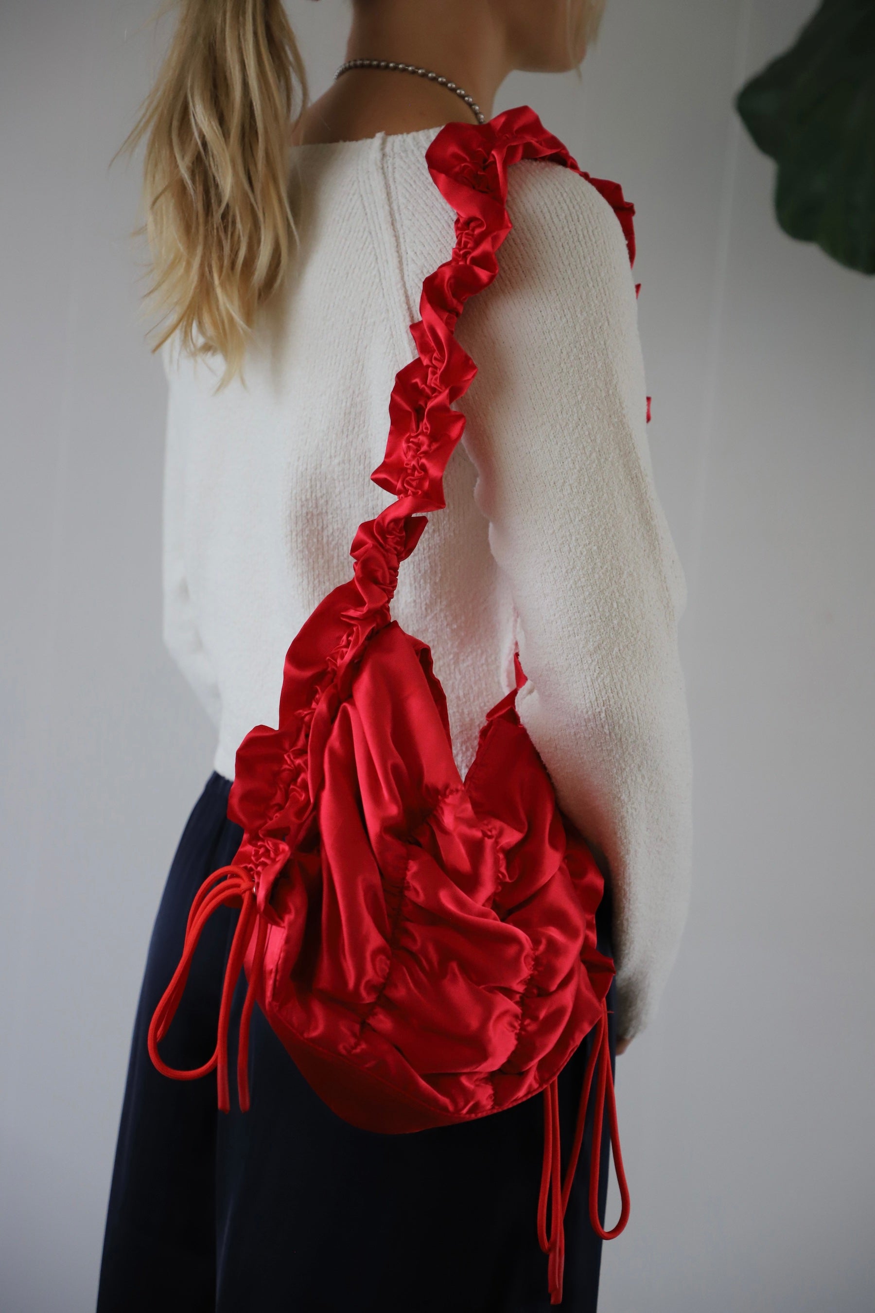 Red Ruched Satin Bag – Prism Boutique