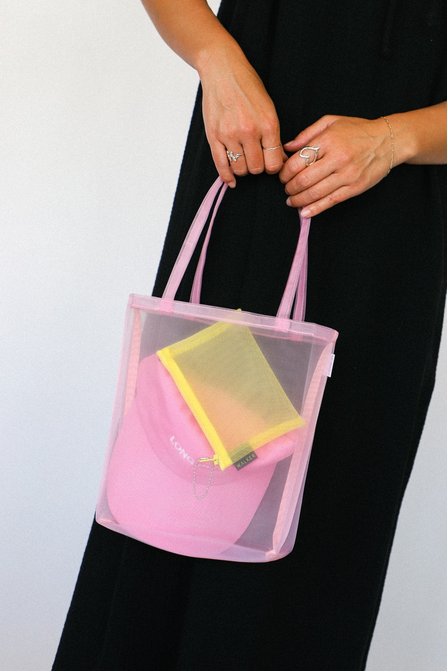 Pink Mesh Open Tote – Prism Boutique