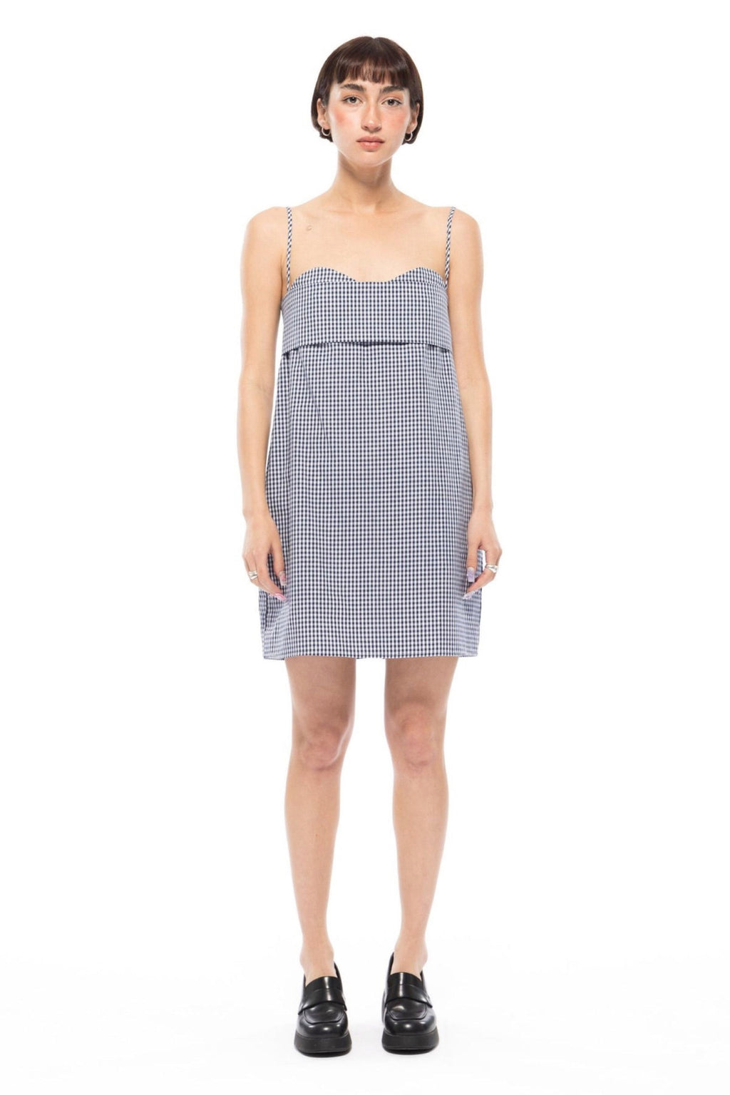 Navy Gingham Verona Short Dress – Prism Boutique