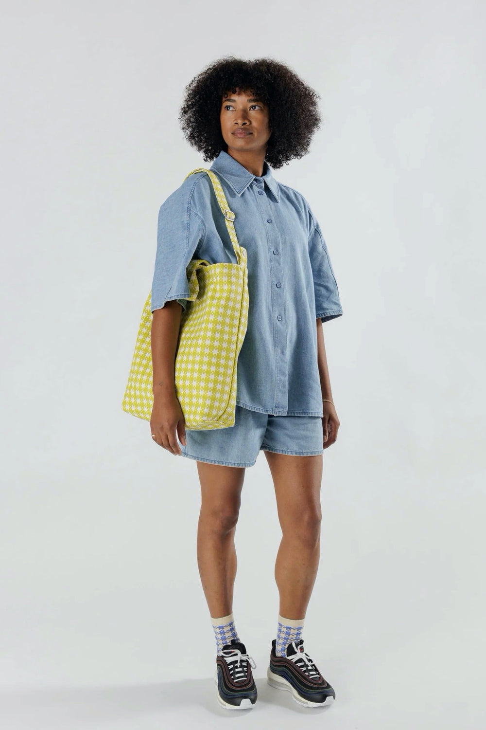 Chartreuse Pixel Gingham Duck Bag — Prism Boutique