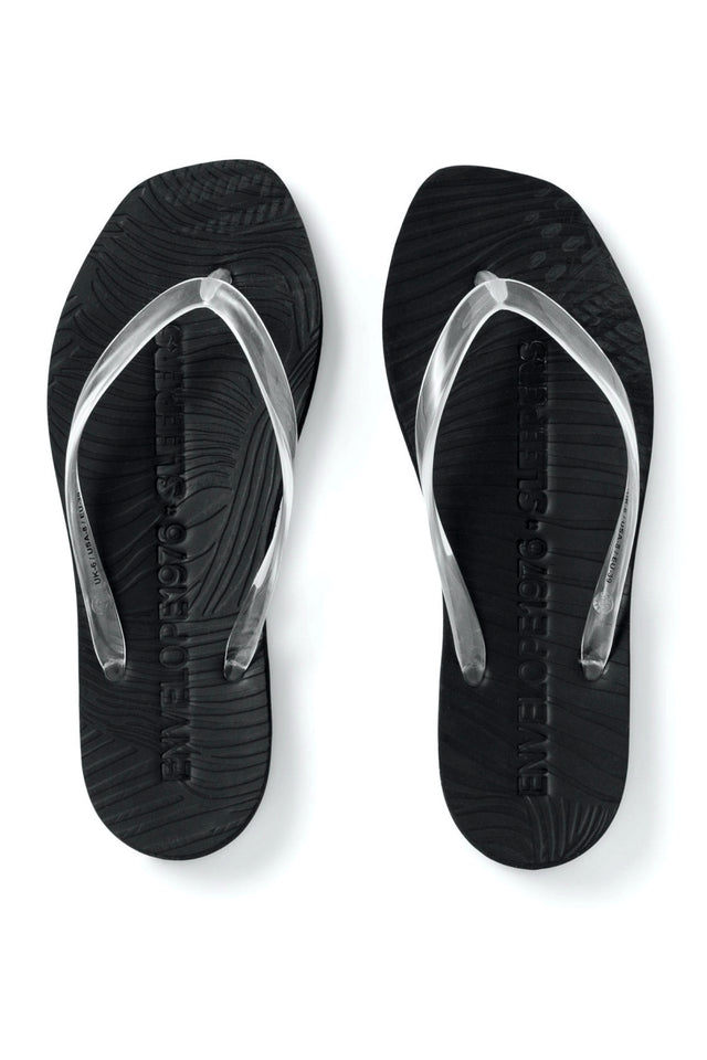 Black + Transparent Tapered Flip Flops – Prism Boutique