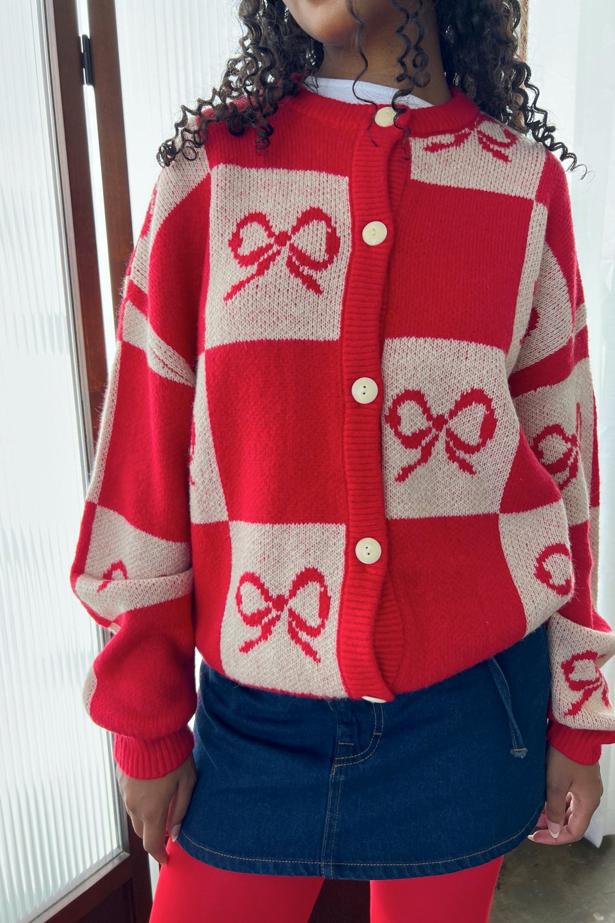 Cherry Bow Check Lauda Cardigan — Prism Boutique