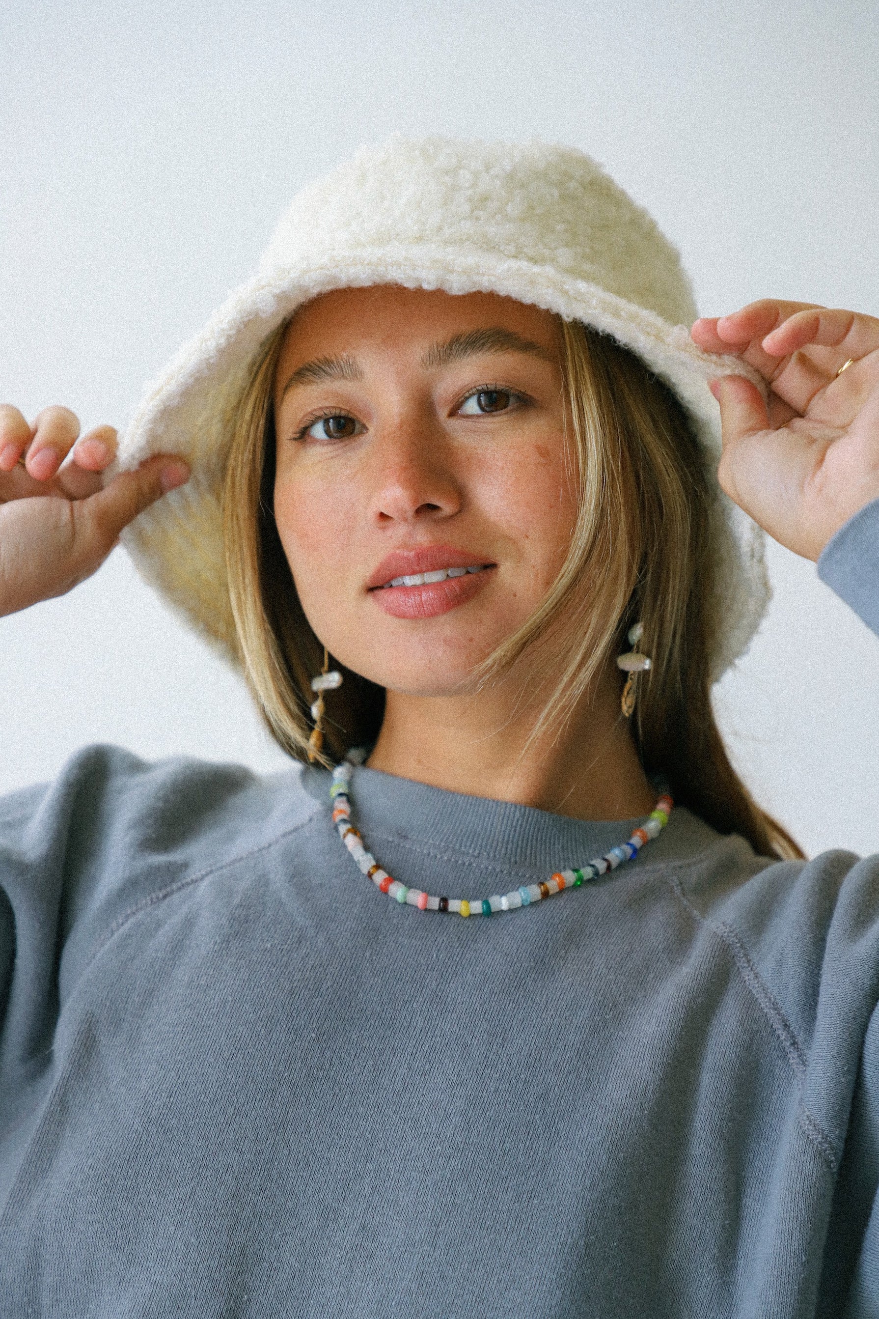 Ivory Boucle Shore Bucket — Prism Boutique