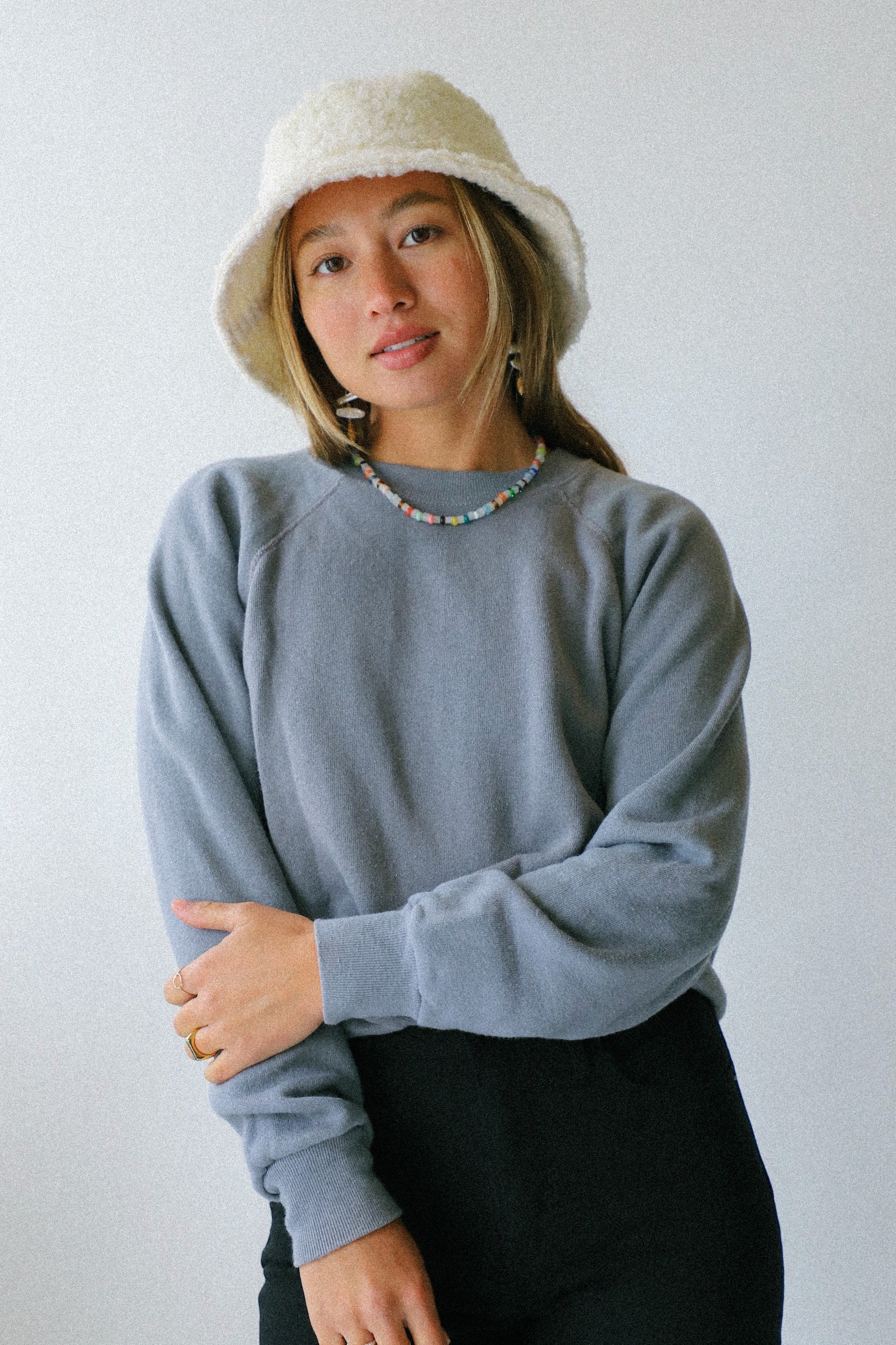 Ivory Boucle Shore Bucket — Prism Boutique