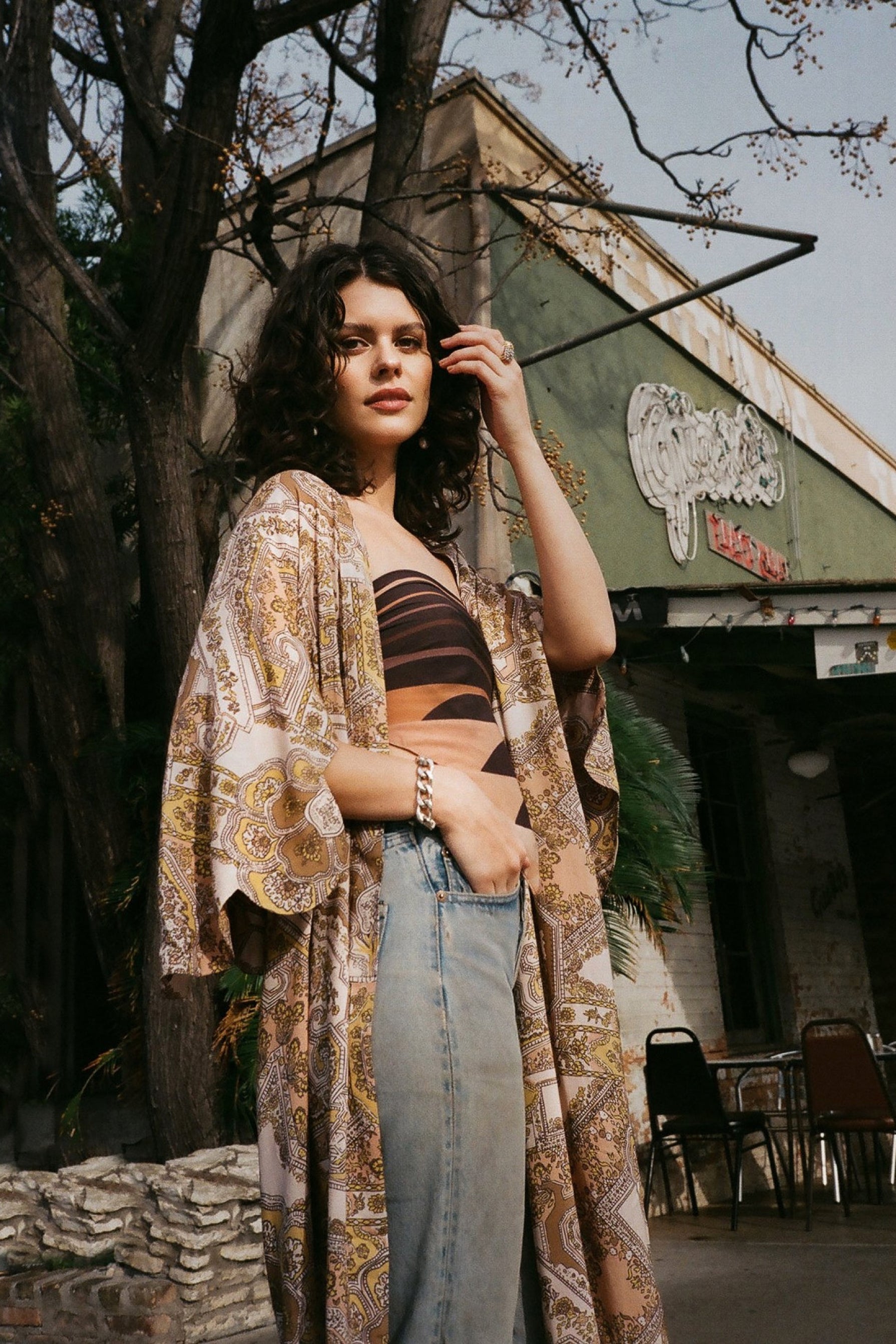 Peach Geo Paisley Lottie Robe — Prism Boutique