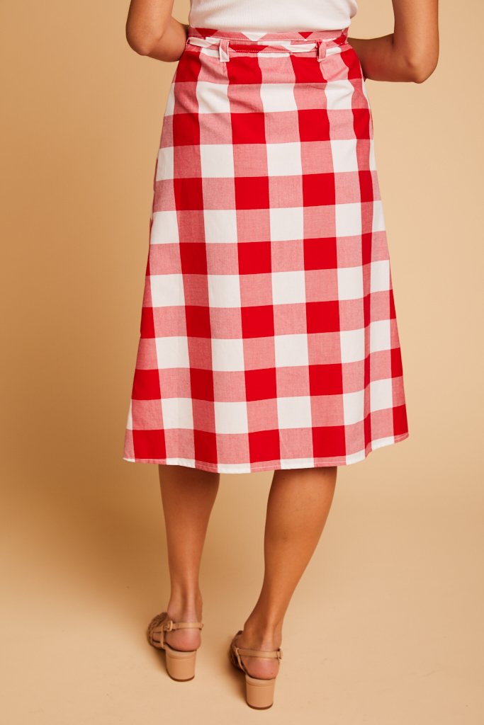 Red Gingham Capri Wrap Skirt — Prism Boutique
